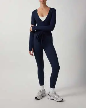 SISTERLY TRIBE Soft Ballet Wrap Top - Navy