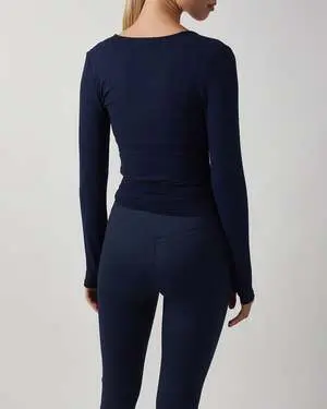 SISTERLY TRIBE Soft Ballet Wrap Top - Navy