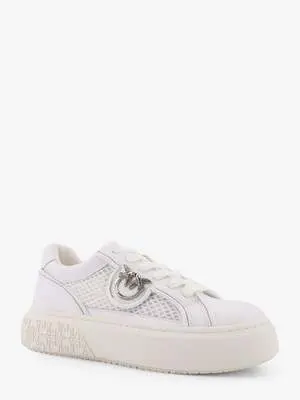 Pinko Yoko Leather Sneakers With Mesh Inserts