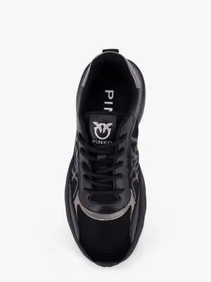 Pinko Ariel 33 Leather And Nylon Inserted Sneakers - Black
