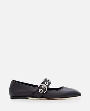 AeydĒ Uma Eyelet Nappa Ballet Flats - Nero