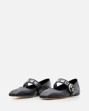 AeydĒ Uma Eyelet Nappa Ballet Flats - Nero