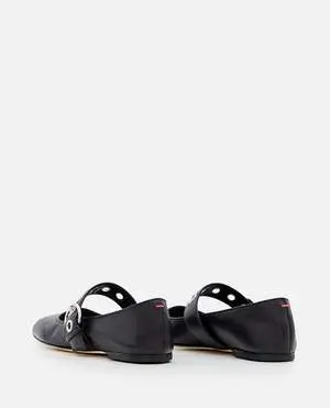 AeydĒ Uma Eyelet Nappa Ballet Flats - Nero