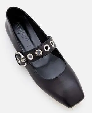 AeydĒ Uma Eyelet Nappa Ballet Flats - Nero