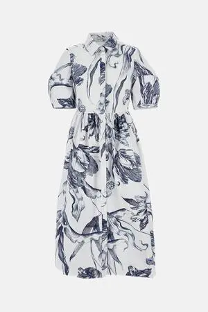 Erdem Short-sleeve Midi Shirt Dress - Multicolor