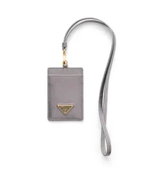 Prada Saffiano Leather Badge Holder - Chrome