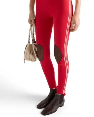 Prada Fleece Stirrup Leggings - Red