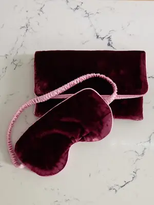 Olivia Von Halle Audrey Silk-velvet Eye Mask - Burgundy
