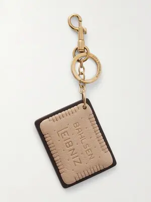 ANYA HINDMARCH Leather And Gold-tone Keychain - Brown