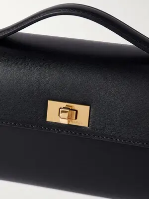 ANYA HINDMARCH Mortimer Leather Clutch With Turn Lock - Black