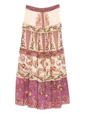 Farm Rio Paisley Tiered Maxi Skirt