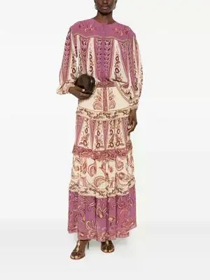 Farm Rio Paisley Tiered Maxi Skirt