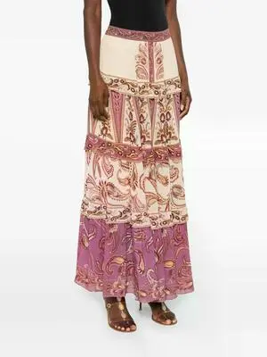 Farm Rio Paisley Tiered Maxi Skirt
