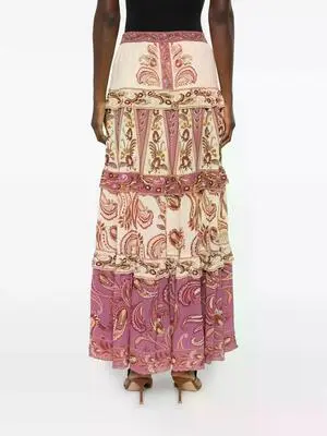 Farm Rio Paisley Tiered Maxi Skirt