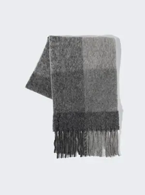 THE ELDER STATESMAN Alpaca Blend Scarf Heather Grey Check - Gray