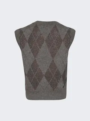 Alexander Wang Argyle Crystal Hotfix V-neck Vest