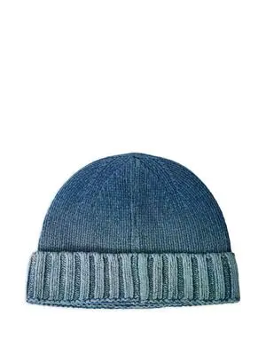 Stone Island Ribbed Logo-patch Beanie Hat - Blue