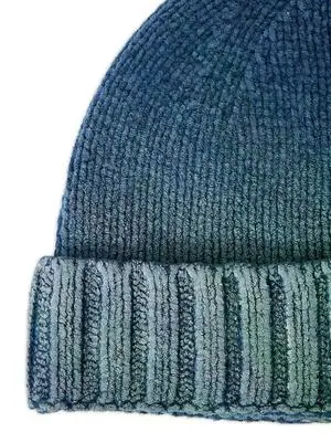 Stone Island Ribbed Logo-patch Beanie Hat - Blue