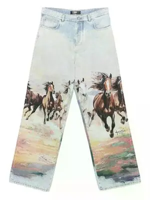 Amiri Horse-print Jeans - Blue