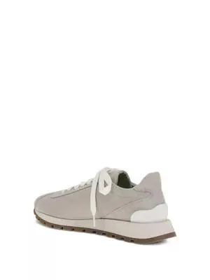 Brunello Cucinelli Monili Tab Suede Sneakers - Neutrals