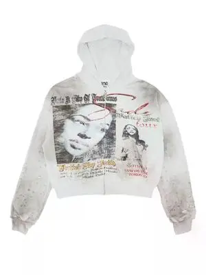 VALE FOREVER Printed Zip-up Hoodie - Grey