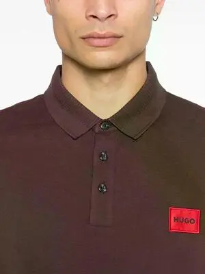 Hugo Logo-patch Polo Shirt - Brown