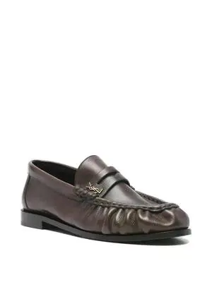 Saint Laurent Leather Loafers - Brown