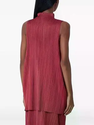 Issey Miyake Pleated Stand-collar Top - Red