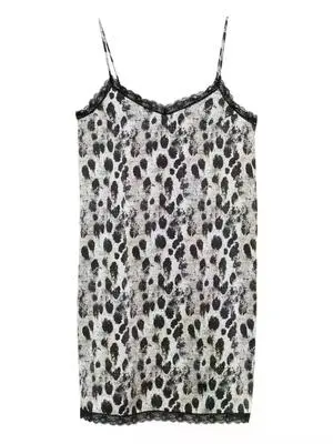 R13 Lace Trim Leopard Print Mini Dress - Neutrals