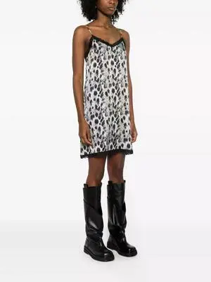 R13 Lace Trim Leopard Print Mini Dress