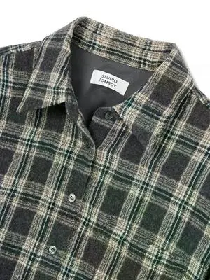 STUDIO TOMBOY Elasticated-hem Checkered Shirt - Grey