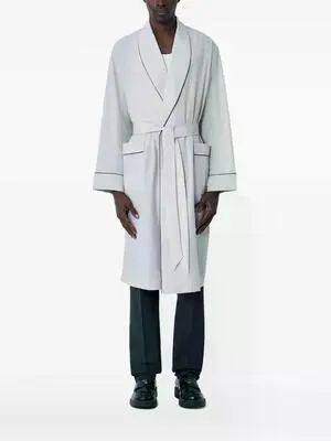 Prada Belted Accent-trim Single-breasted Coat - Neutrals