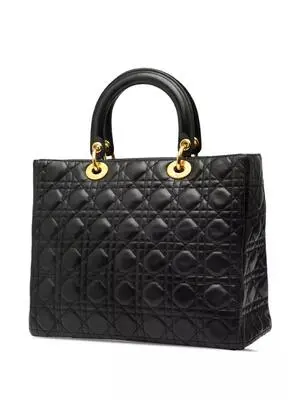 Dior 1997 Lambskin Cannage Lady Satchel - Black