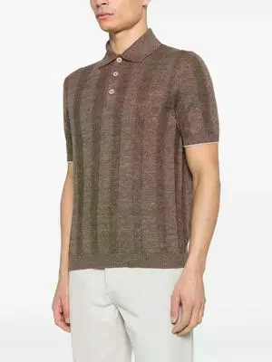 Brunello Cucinelli Ribbed Polo Shirt - Brown