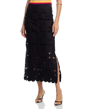 Farm Rio Hearts Midi Skirt - Black