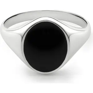 Miansai Heritage Signet Ring - Sterling Silver/black