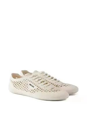 Prada Crochet Lace-up Sneakers