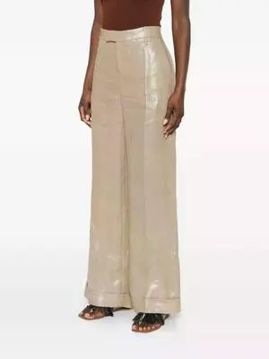 Brunello Cucinelli Lurex Wide Leg Trousers - Neutrals
