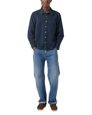 CORRIDOR Corduroy Long Sleeve Button Front Shirt - Navy