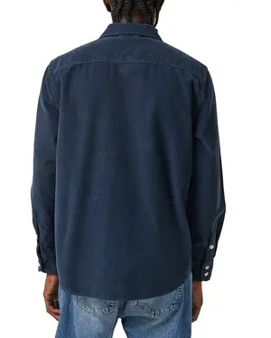 CORRIDOR Corduroy Long Sleeve Button Front Shirt - Navy