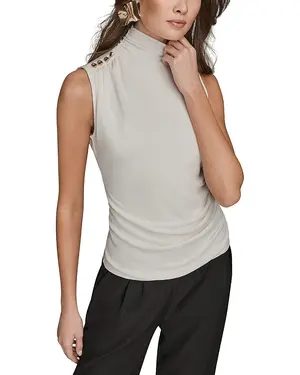 Donna Karan New York Draped Button Trim Top