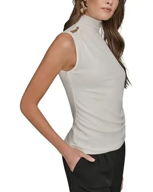 Donna Karan New York Draped Button Trim Top
