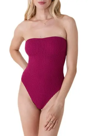 ANDIE The Kauai Long Torso Strapless One-piece Swimsuit - Merlot Crochet