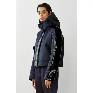 Caalo Water-resistant Cropped Raincoat - Navy/black