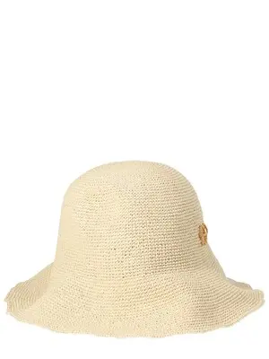 Ruslan Baginskiy Straw Hat With Embroidered Logo - Beige