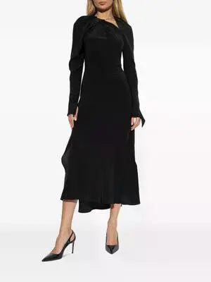 Victoria Beckham Long-sleeve Twisted Midi Dress