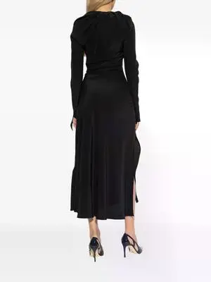 Victoria Beckham Long-sleeve Twisted Midi Dress