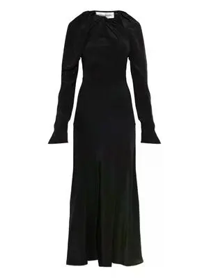 Victoria Beckham Long-sleeve Twisted Midi Dress - Black