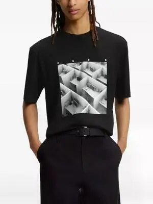 Hugo Graphic Print T-shirt - Black
