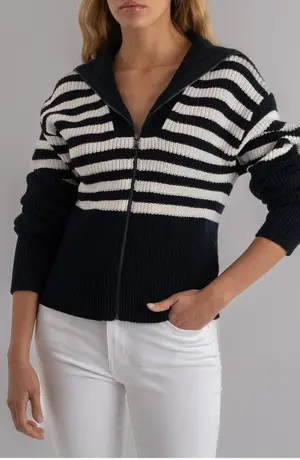 Kut From The Kloth Striped Cotton Sweater - Navy/ivory